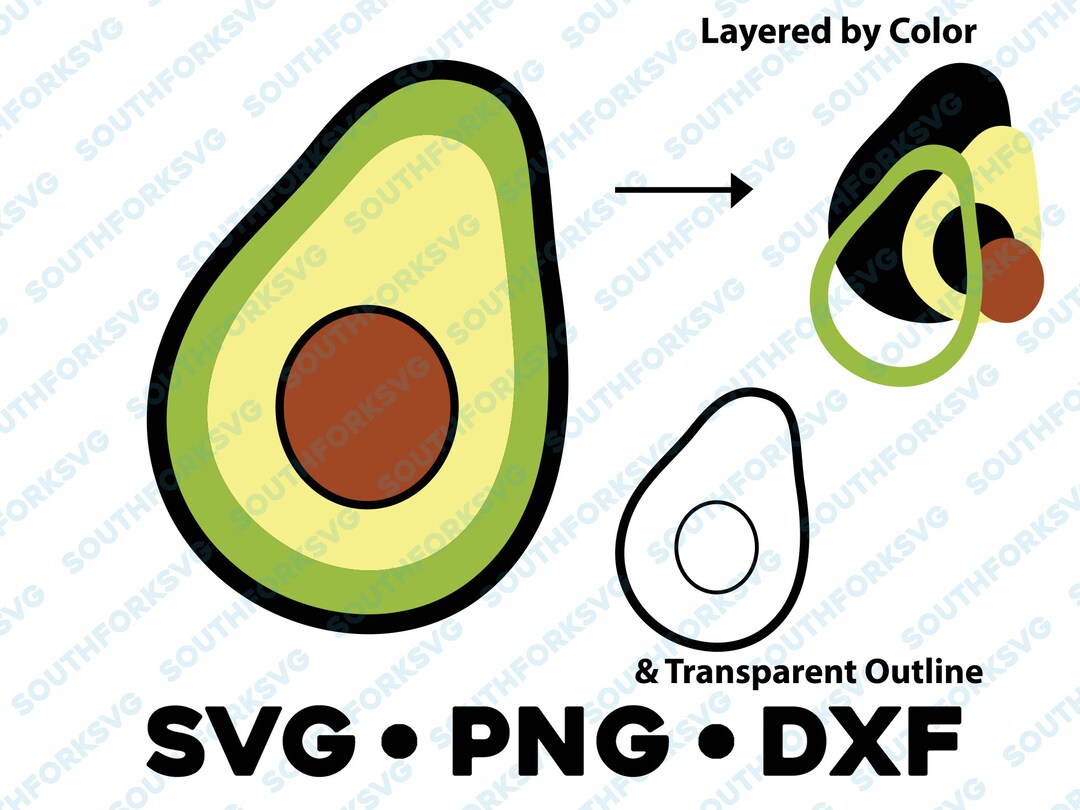 Avocado SVG PNG DXF Layered by Color Cut File Clip Art Vector Graphic ...