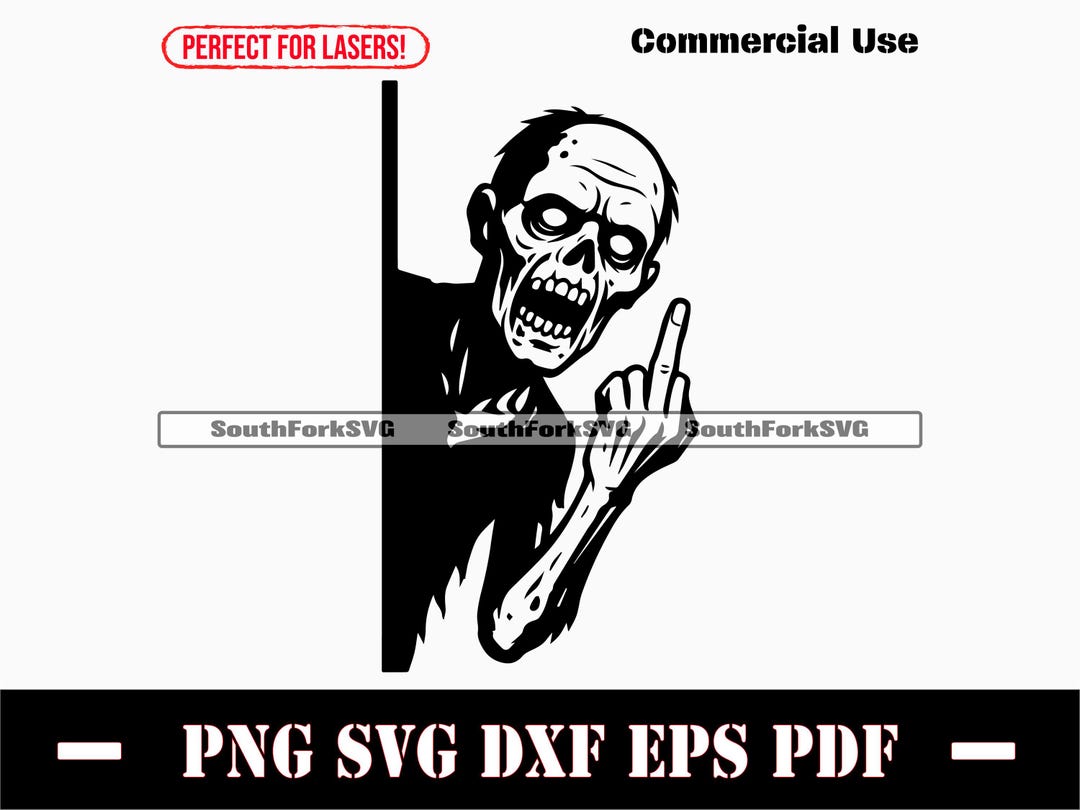 Peering Zombie Middle Finger Svg Png Dxf Eps Pdf | Vector Graphic Cut ...