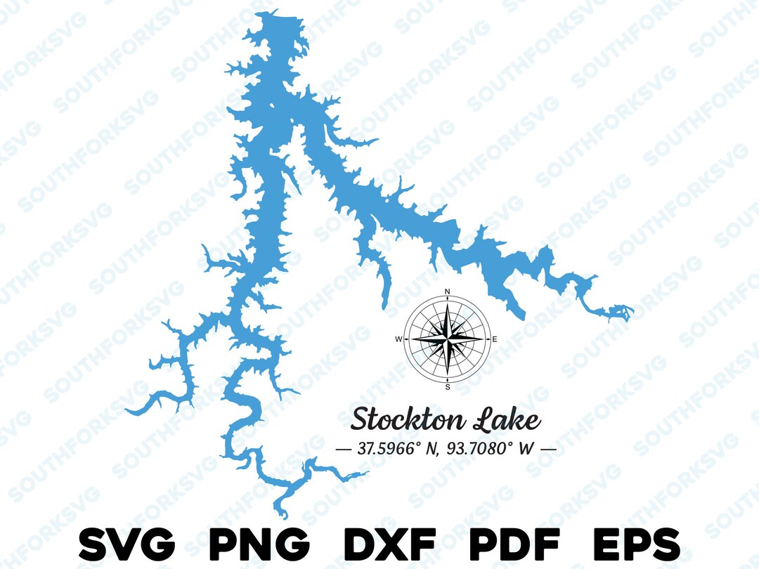 Stockton Lake Missouri Map Shape Silhouette Svg Png Dxf Pdf Eps Vector ...