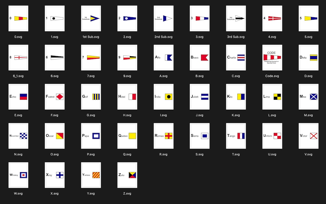 International Maritime Nautical Signal Flags Set 1 SVG PNG DXF Digital ...
