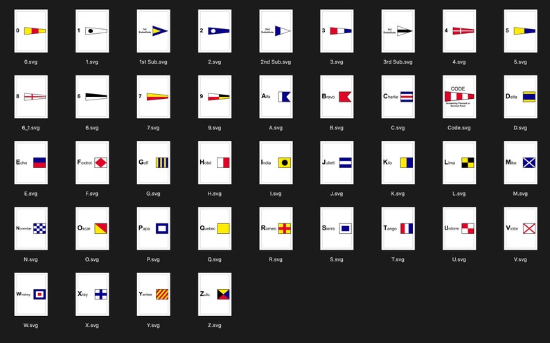 International Maritime Nautical Signal Flags Set 1 SVG PNG DXF Digital ...
