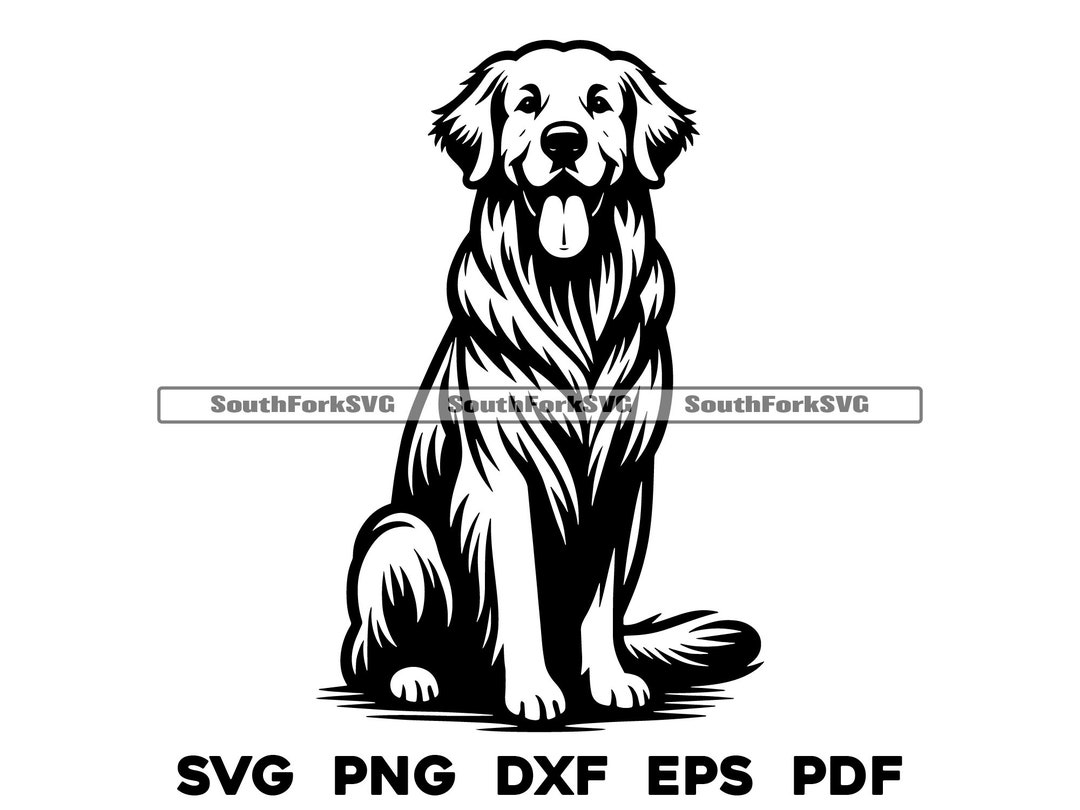 Golden Retriever Sitting Design | Svg Png Dxf Eps Pdf | Vector Graphic ...