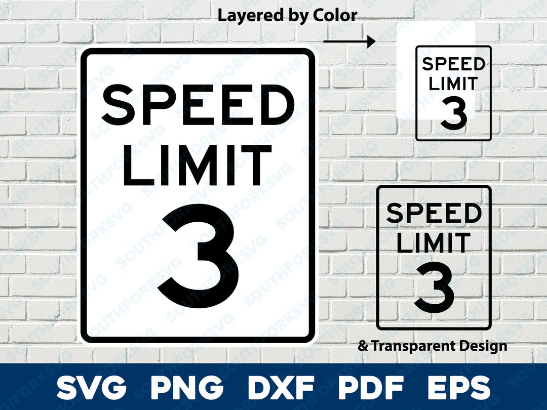 Speed Limit 3 Sign Logo Symbol Svg Png Dxf Eps Pdf Layered by Color Cut ...