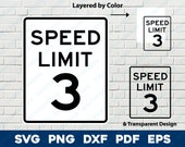Speed Limit 3 Sign Logo Symbol Svg Png Dxf Eps Pdf Layered by - Etsy