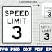Speed Limit 3 Sign Logo Symbol Svg Png Dxf Eps Pdf Layered by Color Cut ...