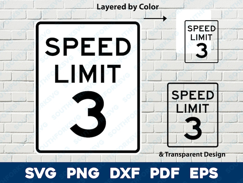 Speed Limit 3 Sign Logo Symbol Svg Png Dxf Eps Pdf Layered by Color Cut ...