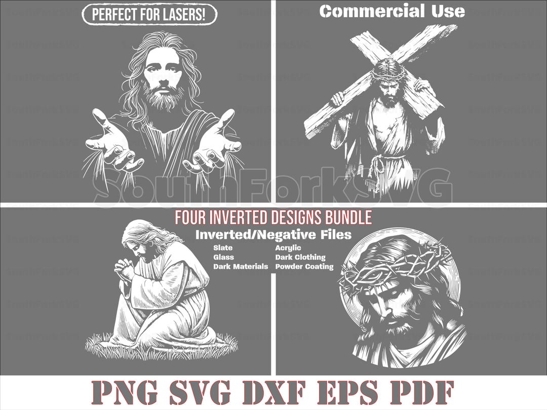 Inverted Jesus Designs Bundle Svg Png Dxf Eps Pdf Vector Graphic Cut ...
