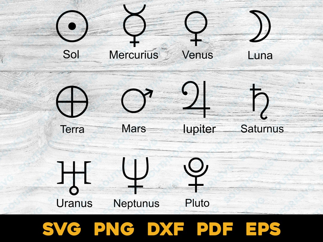 Astrological Glyphs Svg Png Dxf Eps Pdf Bundle Vector Cameo Silhouette ...
