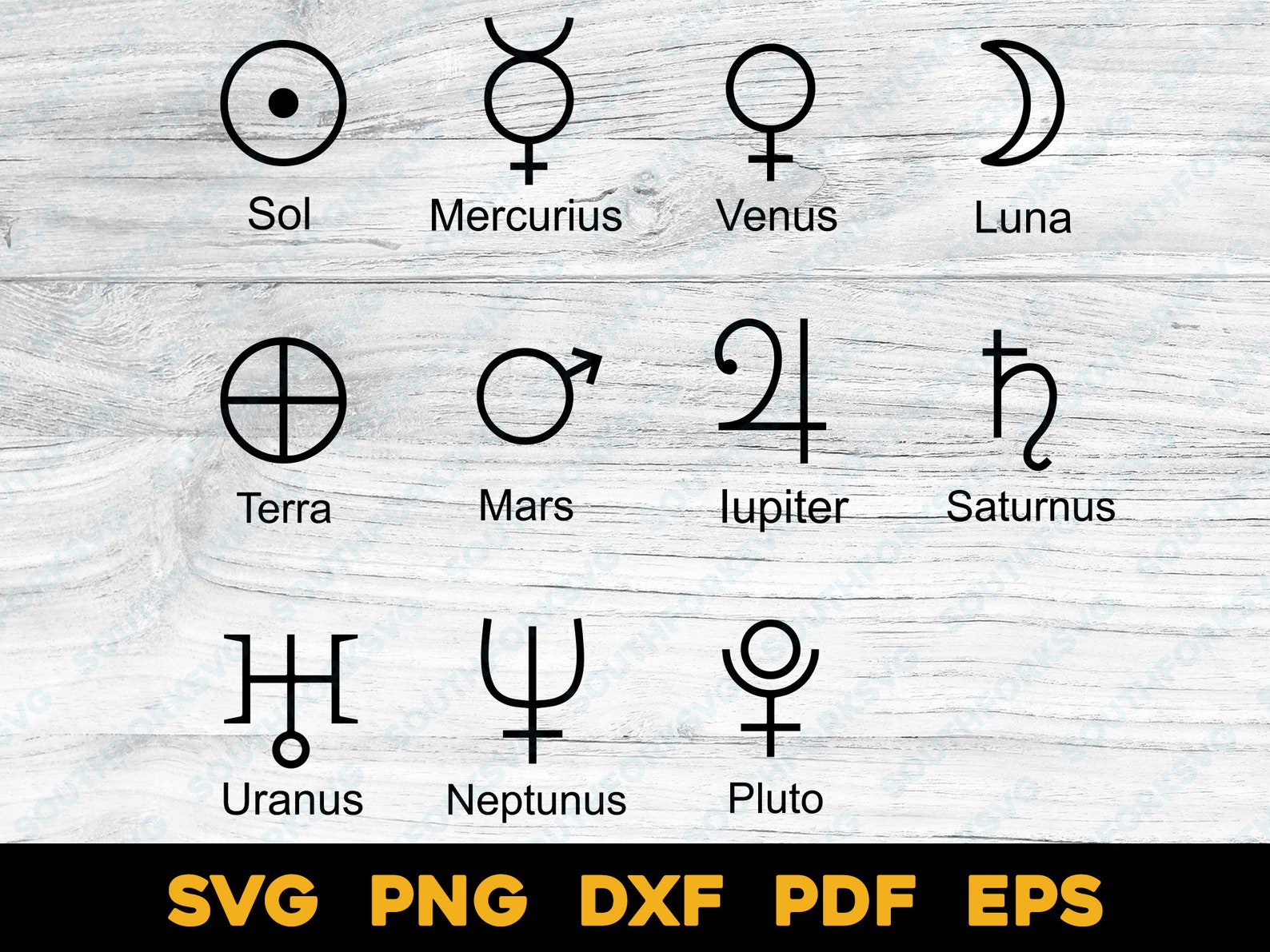 Astrological Glyphs Svg Png Dxf Eps Pdf Bundle Vector Cameo Silhouette ...
