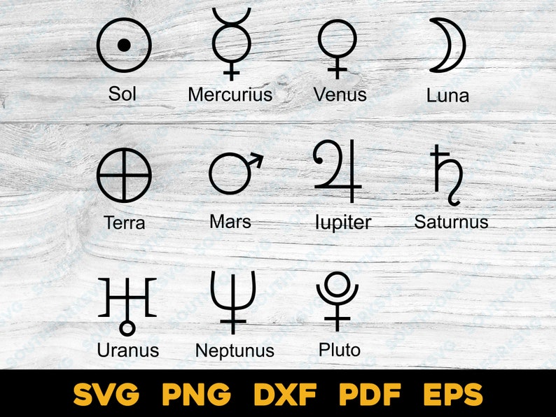 Astrological Glyphs Svg Png Dxf Eps Pdf Bundle Vector Cameo Silhouette ...