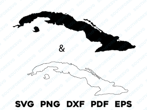 Cuba Country Silhouette & Outline Shapes Svg Png Dxf Pdf Eps - Etsy