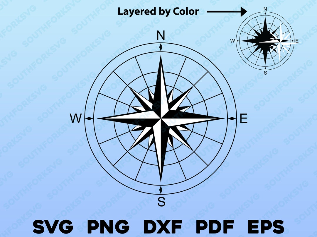 Nautical Compass Layered by Color Svg Png Dxf Eps Pdf Vector Graphic ...