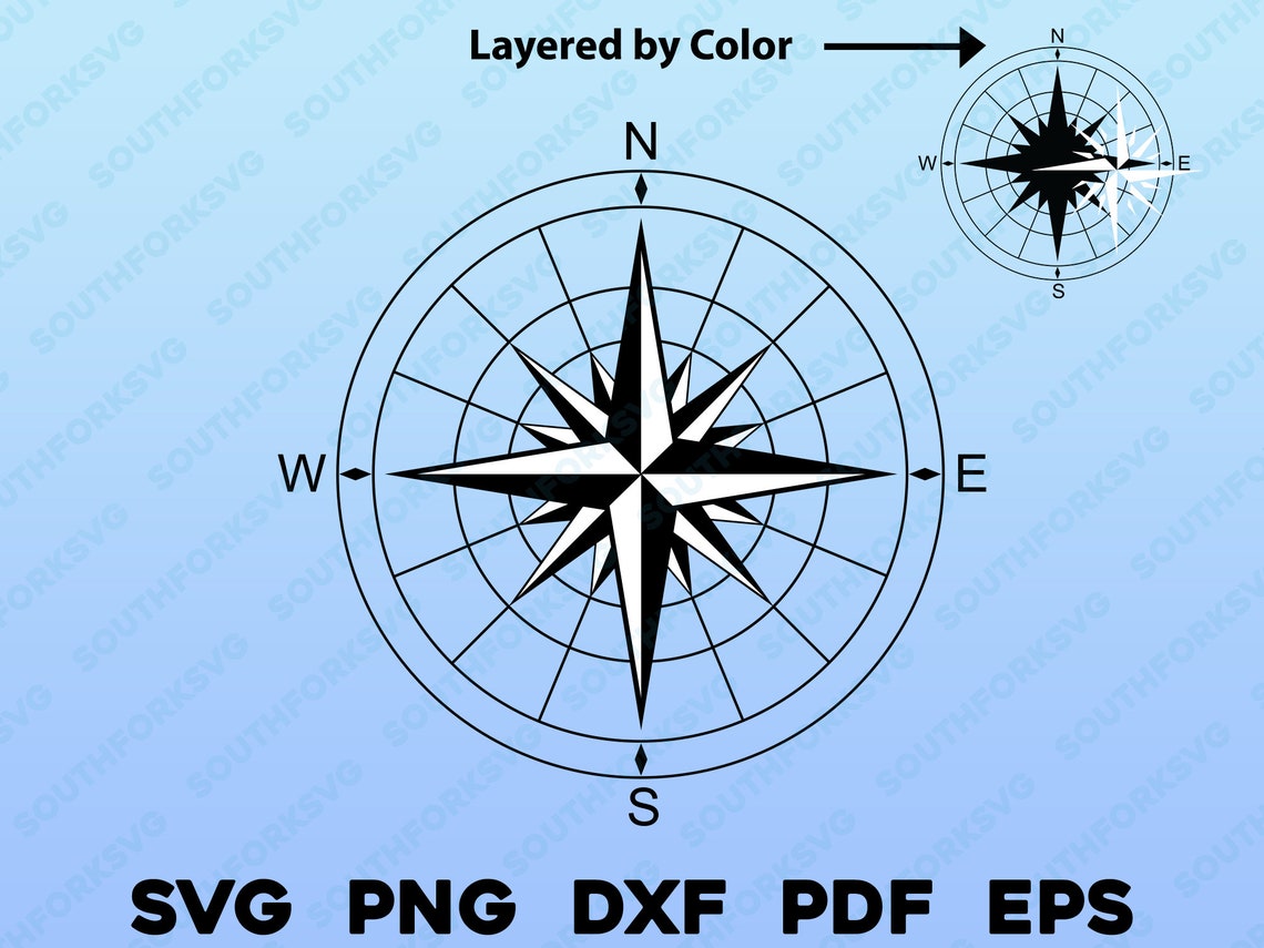 Nautical Compass Layered by Color Svg Png Dxf Eps Pdf Vector - Etsy