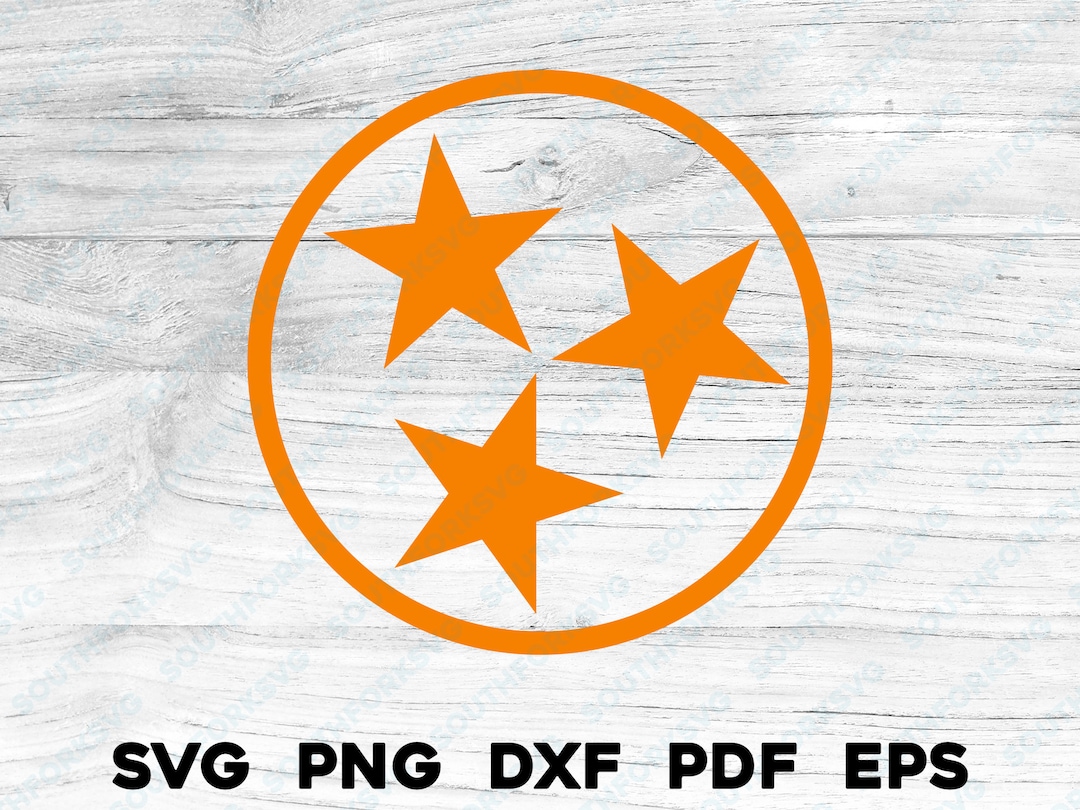 Tennessee Tri-star Orange Transparent Svg Png Dxf Eps Pdf Vector Graphic Design Digital Cut File ...