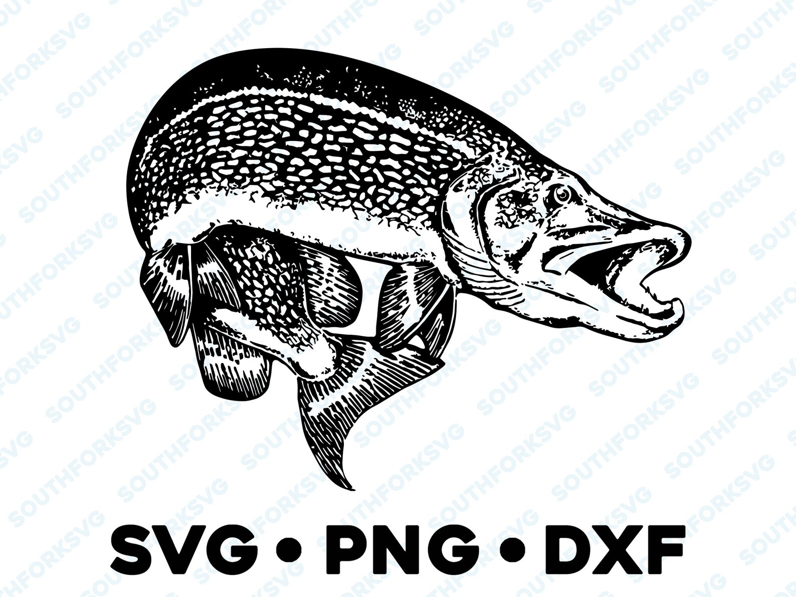 Grand brochet musqué brochet musqué SVG PNG DXF camée transparent ...