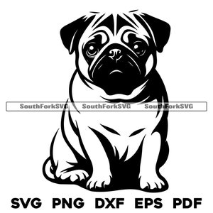 Pug Dog Sitting Design Files | Svg Png Dxf Eps Pdf | Vector Graphic Cut ...
