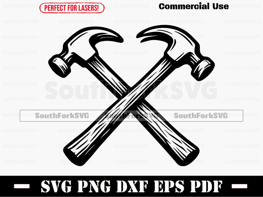 Crossed Hammers Svg Png Dxf Pdf Eps | Cut Print Laser Digital File ...