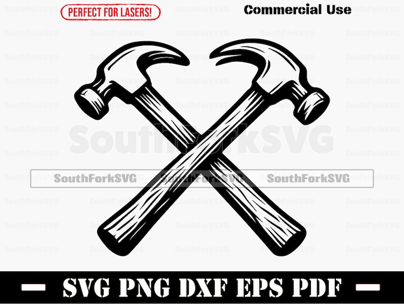 Crossed Hammers Svg Png Dxf Pdf Eps | Cut Print Laser Digital File ...