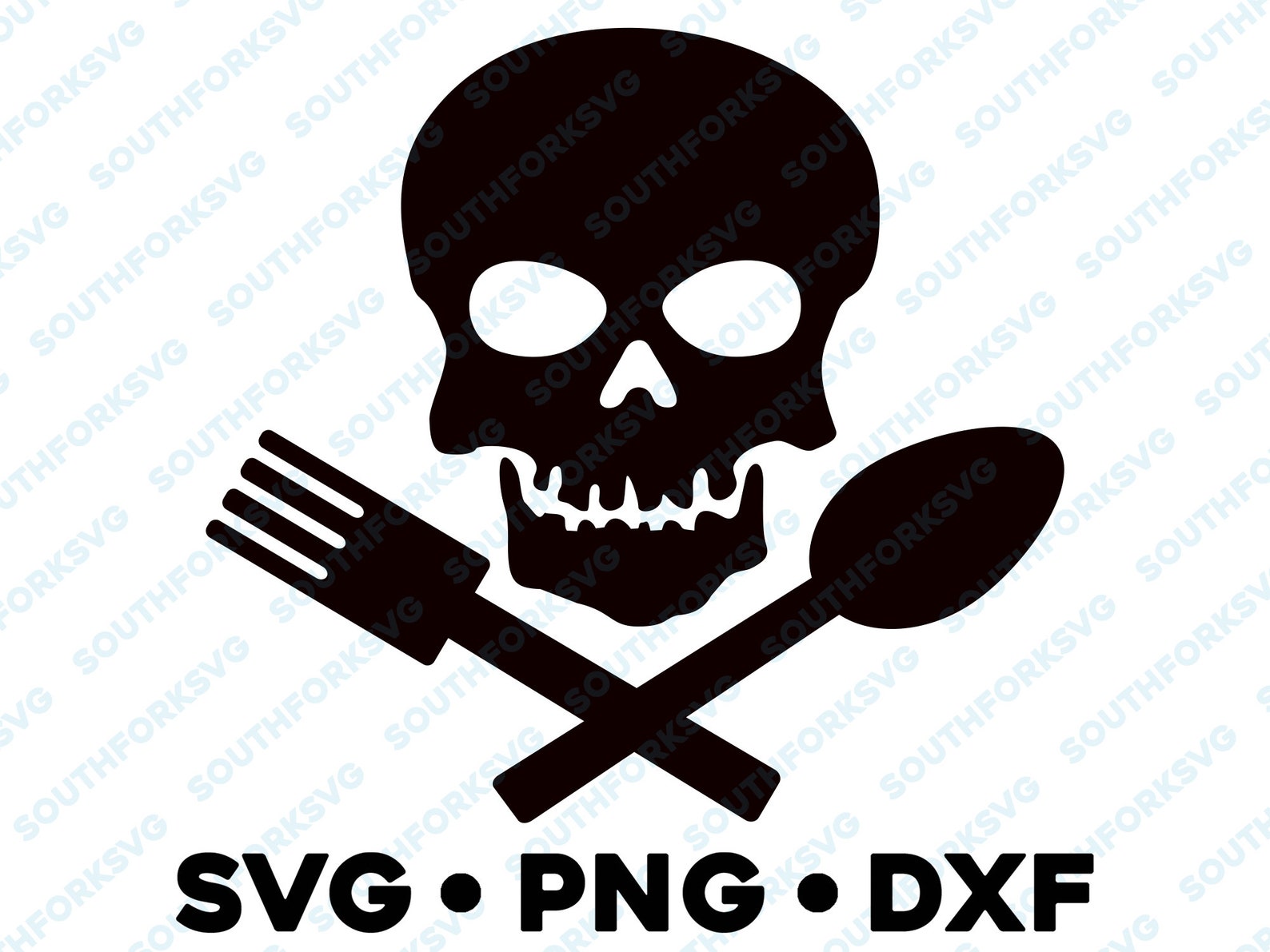 Skull With Kitchen Utensils Fork Spoon SVG PNG DXF Layered by - Etsy