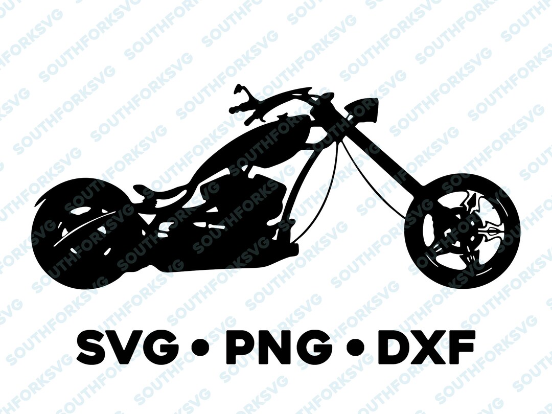 Chopper Motorcycle Silhouette SVG PNG DXF Cut File Design Vector Biker ...