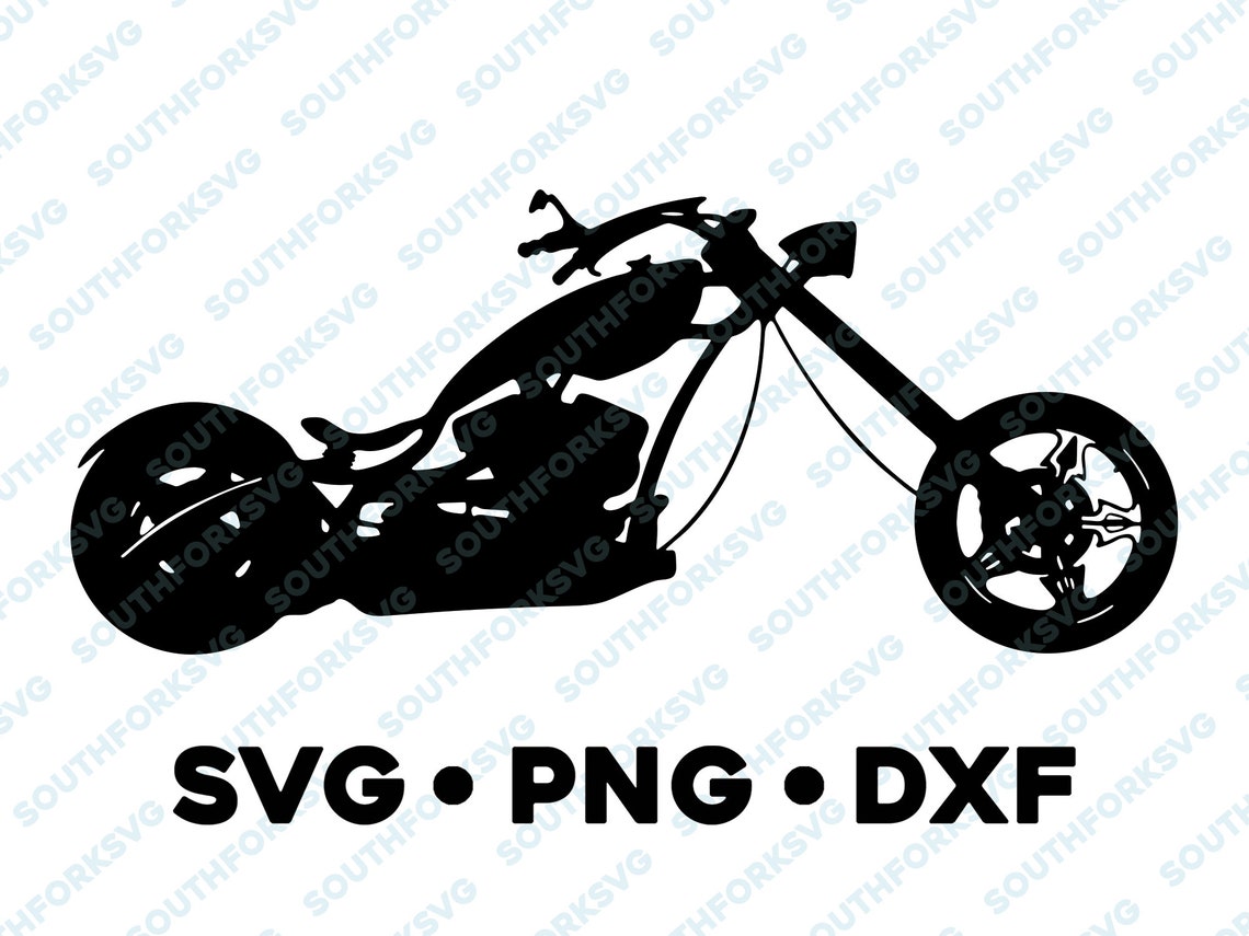 Chopper Motorcycle Silhouette SVG PNG DXF Cut File Design Vector Biker ...