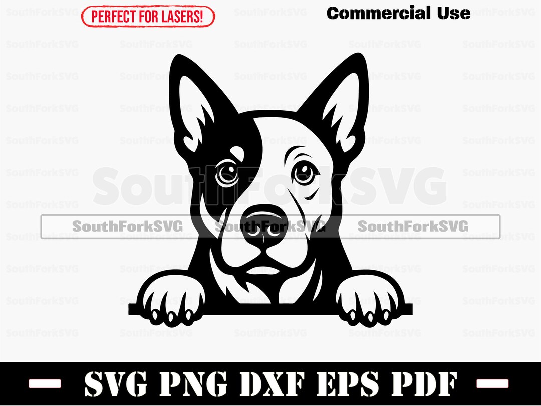 Peeking Blue Heeler Dog Svg Png Dxf Eps Pdf | Vector Graphic Cut File ...