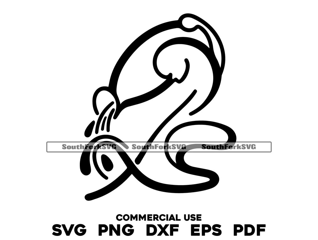Aquarius Zodiac Sign Line Art Svg Png Dxf Pdf Eps Vector Graphic Design