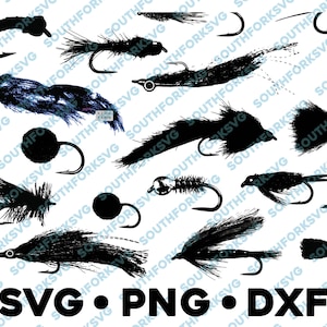 Fly Fishing Pattern Lure SVG PNG DXF Laser Bundle Dry Nymph Streamer ...