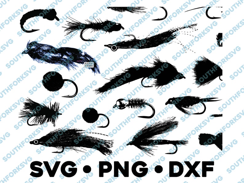 Fly Fishing Pattern Lure SVG PNG DXF Laser Bundle Dry Nymph Streamer ...