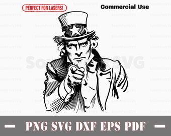 Uncle Sam SVG, PNG, JPG, Eps, Dxf - Etsy