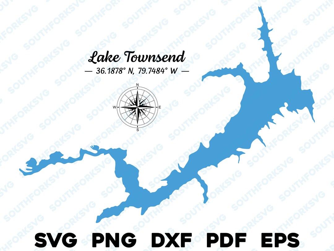 Lake Townsend North Carolina Map Shape Silhouette Svg Png Dxf - Etsy