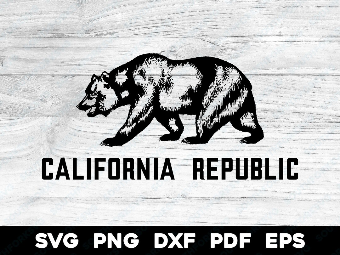California Republic State Flag Bear Transparent | Svg Png Dxf Eps Pdf ...