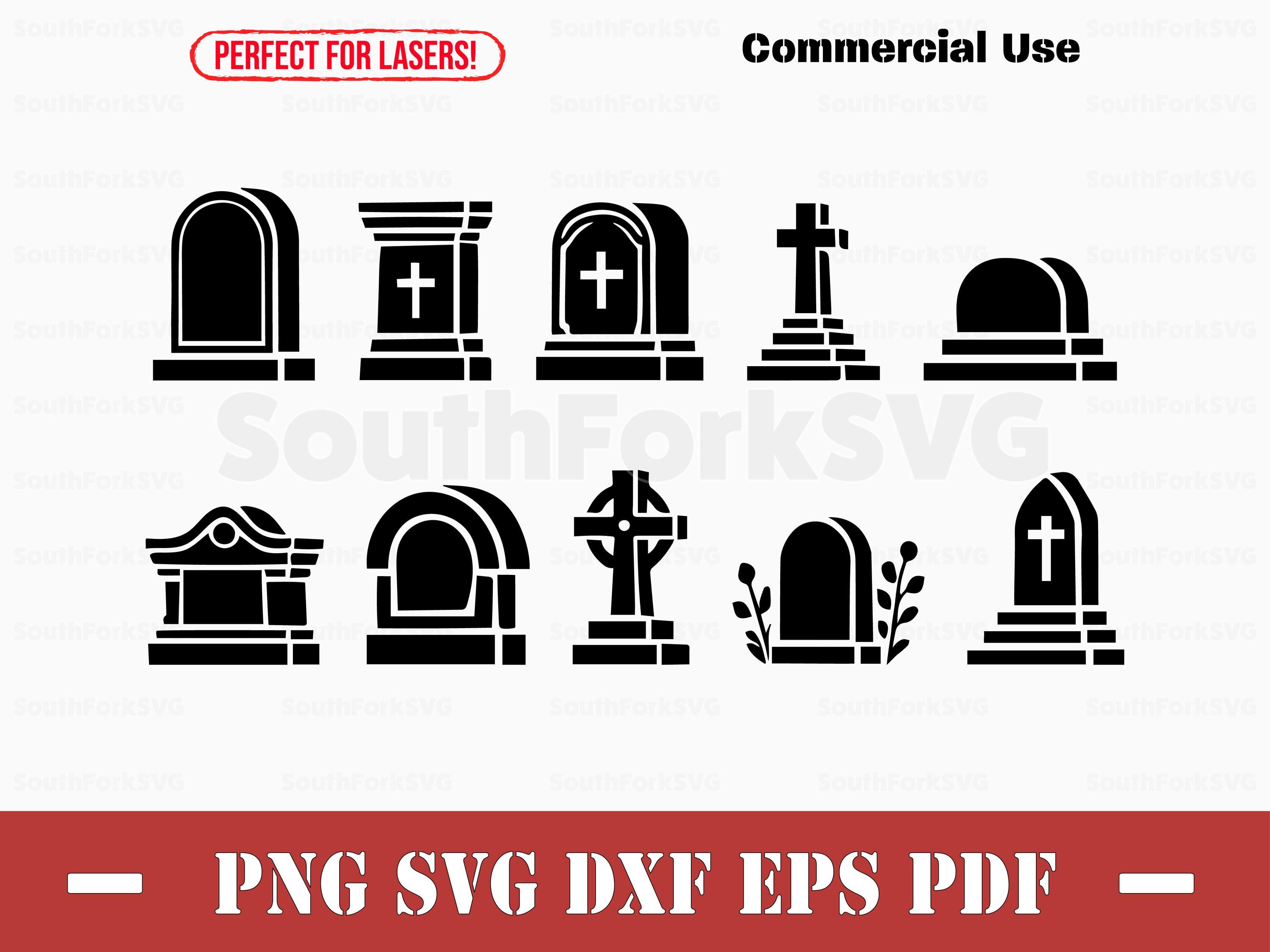 Simple Gravestones Headstones Bundle Svg Png Dxf Eps Pdf | Vector ...