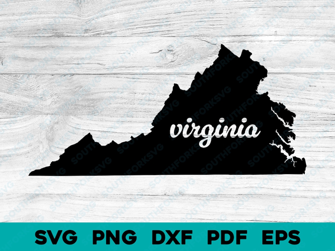 Virginia State Silhouette With Scripted Text | Svg Png Dxf Eps Pdf ...