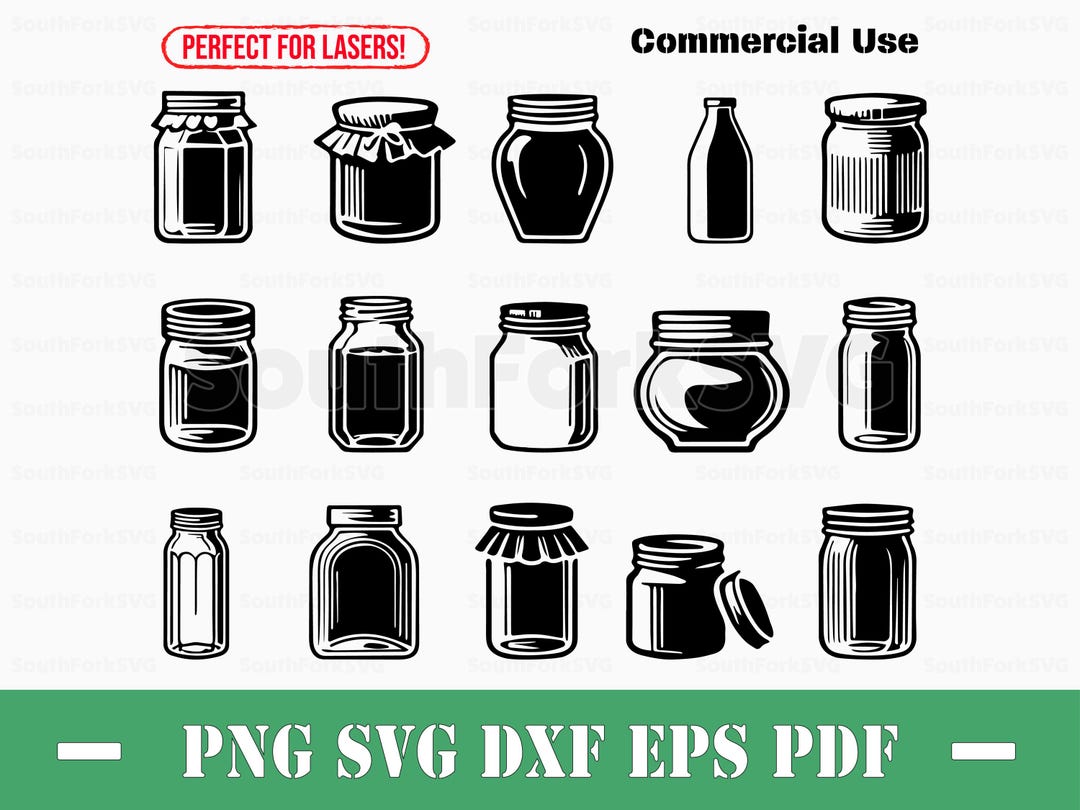 Simple Glass Jars Bundle Svg Png Dxf Eps Pdf | Vector Graphic Design ...