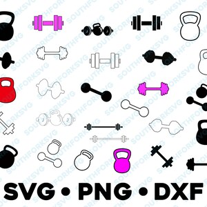 Fitness Exercise Gym Work Out Weights SVG Bundle PNG DXF - Etsy