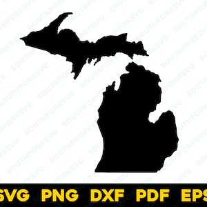 Michigan State Simple Silhouette Map Shape | Svg Png Dxf Pdf Eps ...