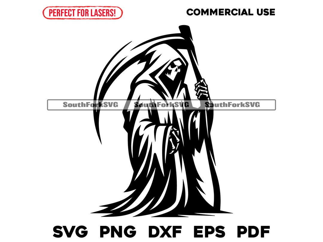 Grim Reaper Design Svg Png Dxf Eps Pdf Vector Graphic Design Cut Print Laser Engrave Files ...