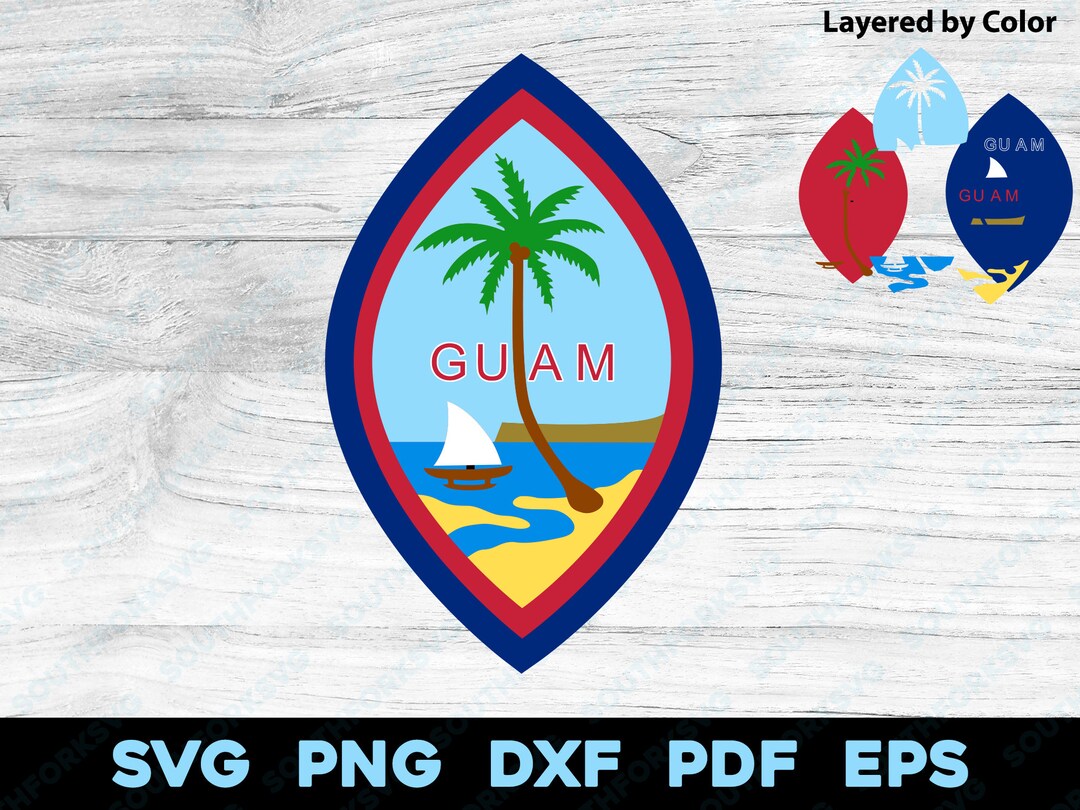 Guam Flag Center Crest Color | Svg Png Dxf Eps Pdf | Layered Vector ...
