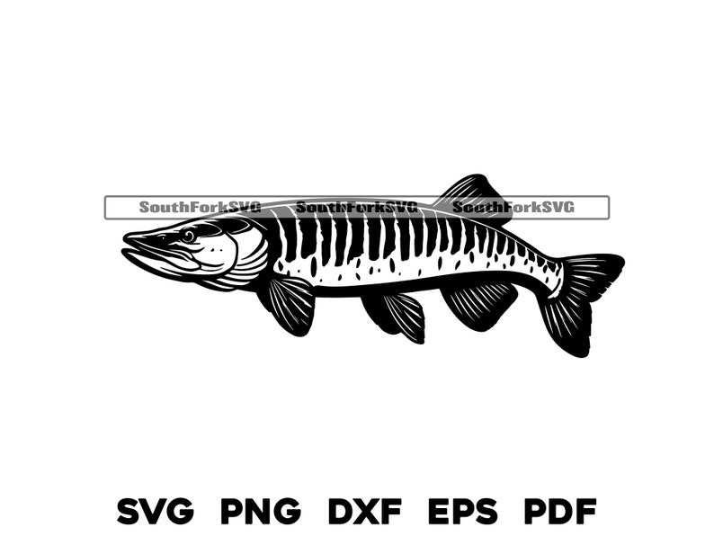 Muskie Svg Png Dxf Eps Pdf Laser Cnc Vinyl Cut Print Dye Sub Files ...
