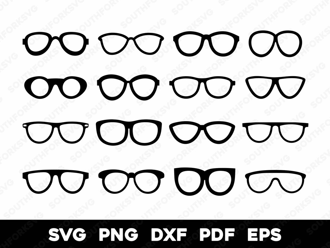 Simple Glasses Eyeglasses Bundle 1 | Svg Png Dxf Eps Pdf | Vector ...