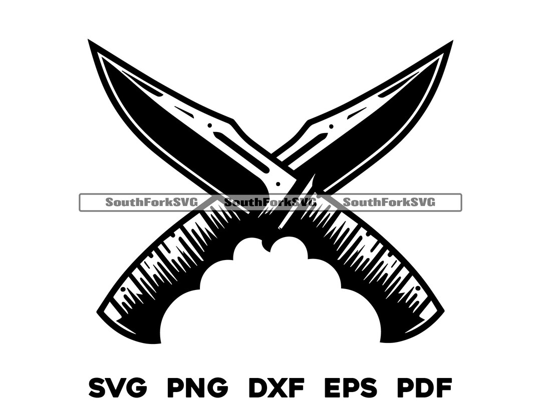 Crossed Hunting Knives Svg Png Dxf Pdf Eps | Transparent Vector Graphic ...