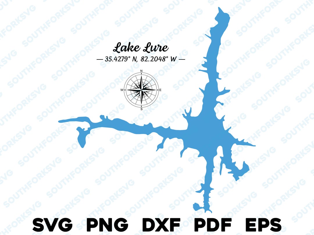 Lake Lure North Carolina Map Shape Silhouette Svg Png Dxf Pdf Eps ...