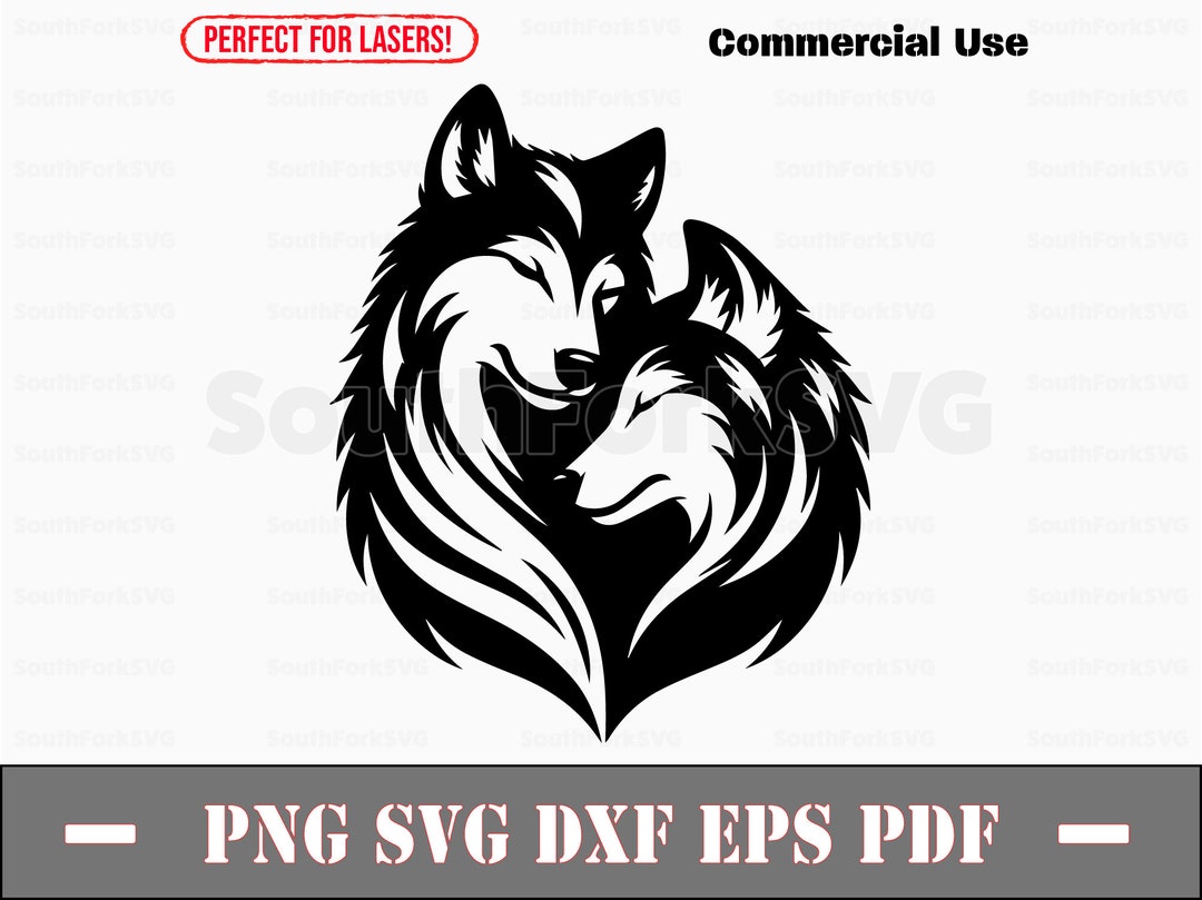Male & Female Wolves Nuzzling Svg Png Dxf Eps Pdf | Vector Graphic ...