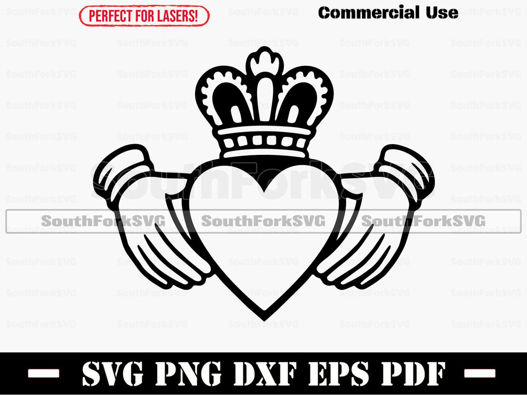Irish Claddagh Ring Symbol Svg Png Dxf Eps Pdf | Vector Graphic Design Cut Print Dye Sub Laser ...