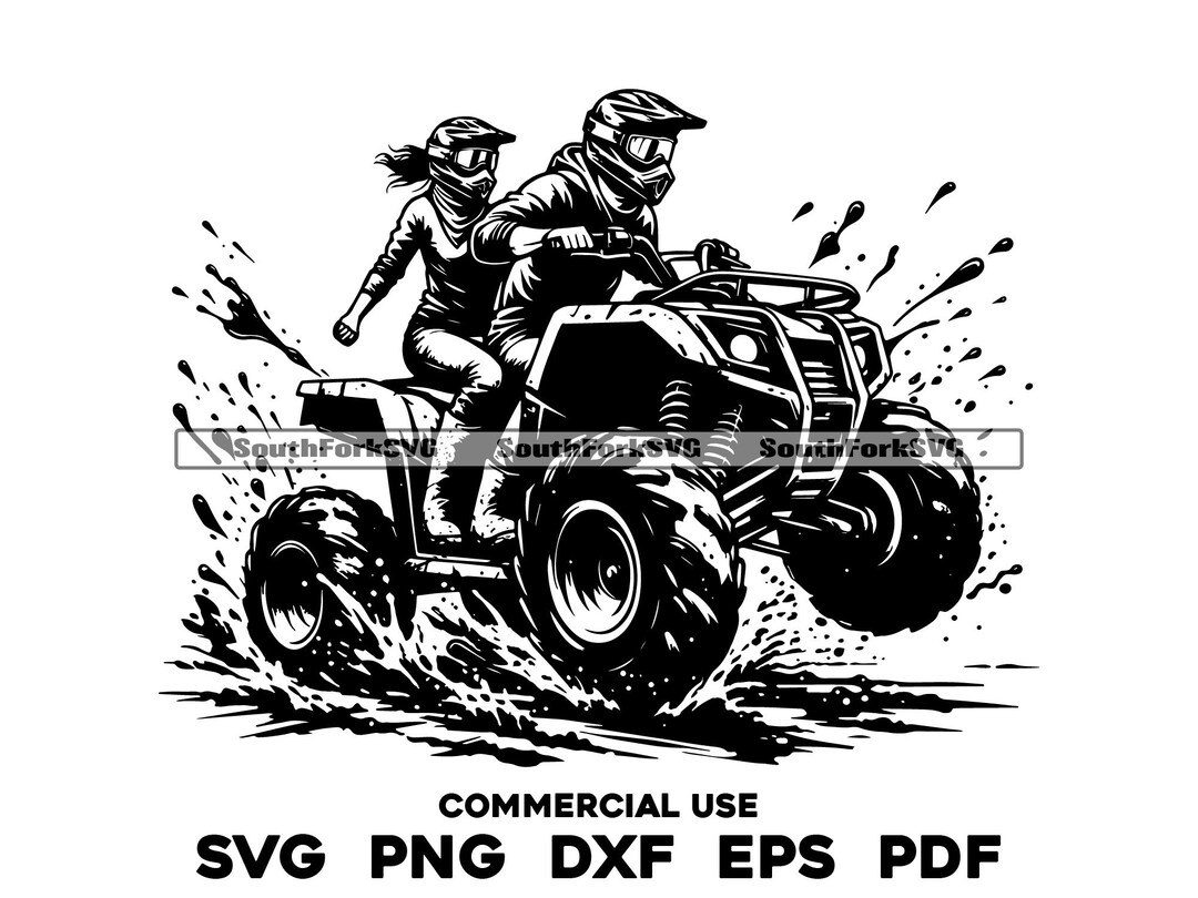 Couple on ATV Quad 4 Four Wheeler Svg Png Dxf Eps Pdf Vector Graphic ...