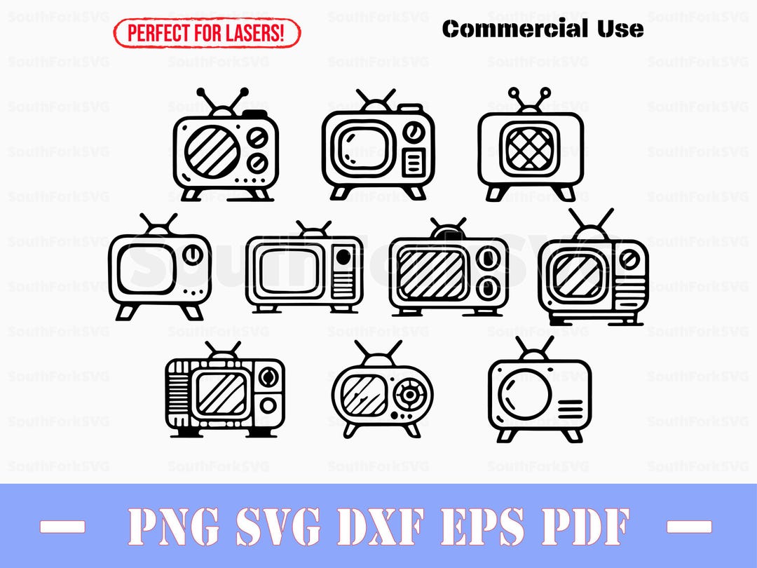 Simple Retro TV Doodles SVG Bundle Svg Png Dxf Eps Pdf | Vector Graphic ...