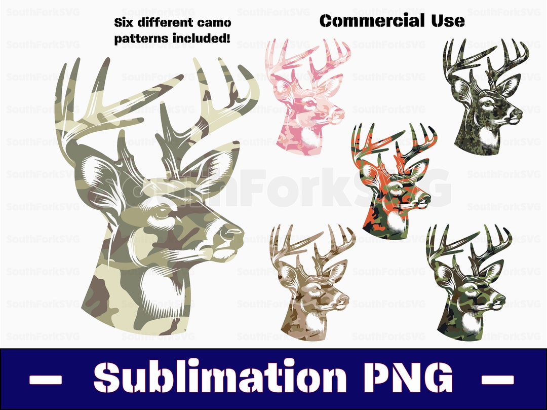 Deer Buck Camo Pattern Sublimation PNG Bundle Transparent High Res for ...