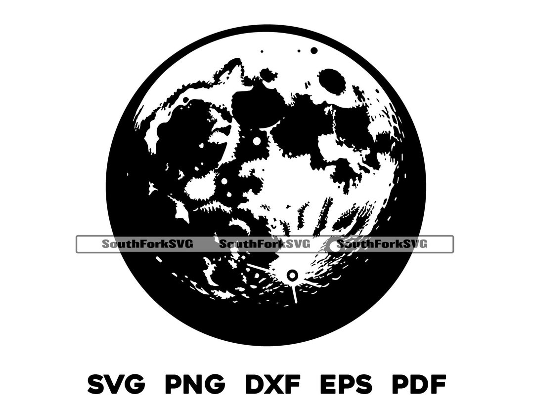 Moon Svg Png Dxf Eps Pdf Laser Engrave Cut Print Files Vector Graphic ...