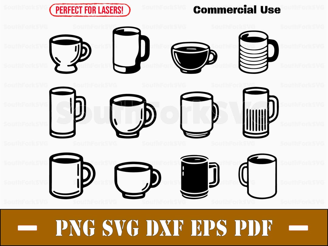Simple Mugs Bundle Svg Png Dxf Eps Pdf | Vector Graphic Cut Print Dye ...